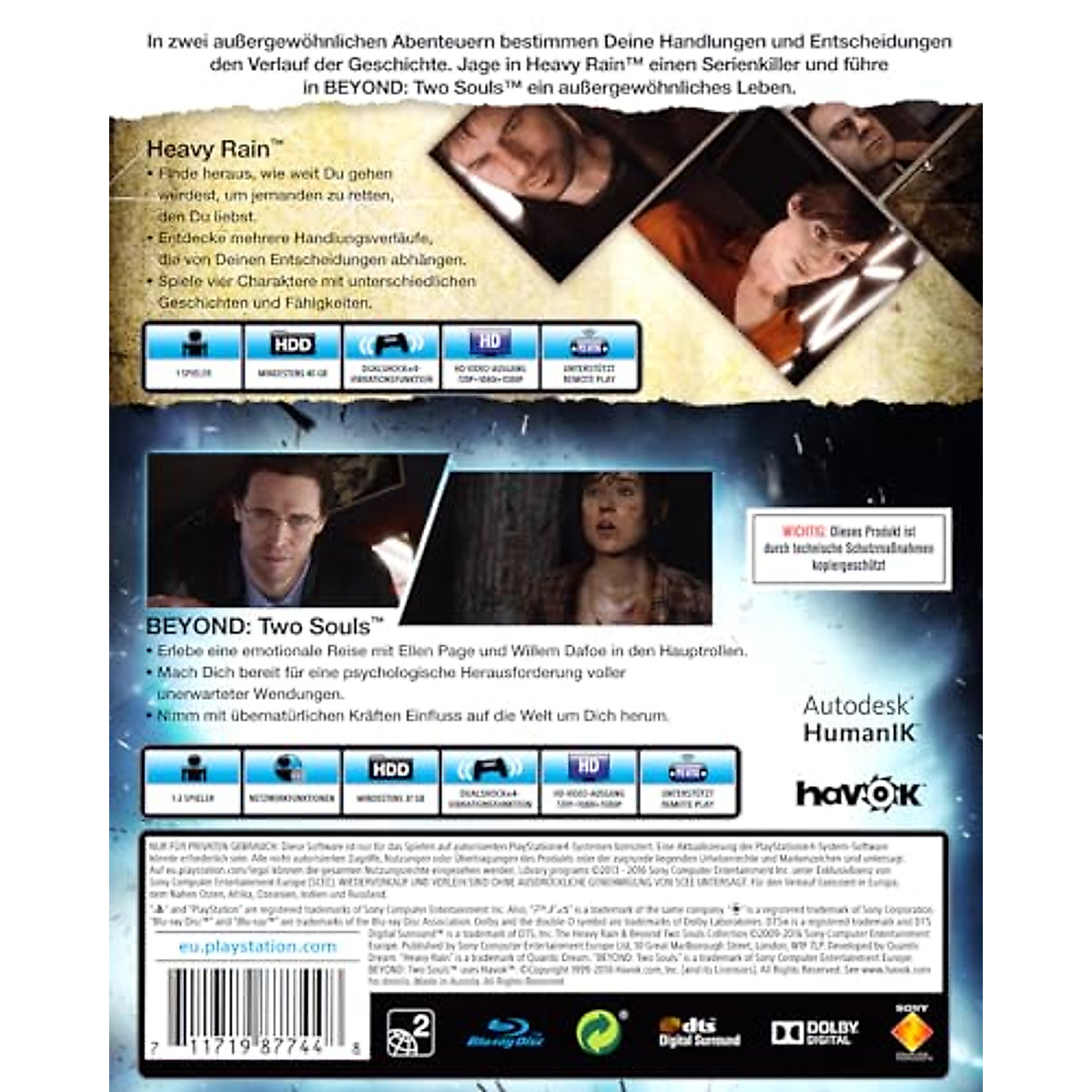 Heavy Rain and Beyond Two Souls Collection HD Remastered (Playstation 4 PS4)