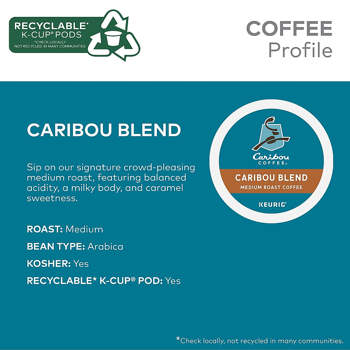 Caribou Coffee Caribou Blend, Single-Serve Keurig K-Cup Pods, Medium Roast Coffee, 24 Count (Pack of 4)