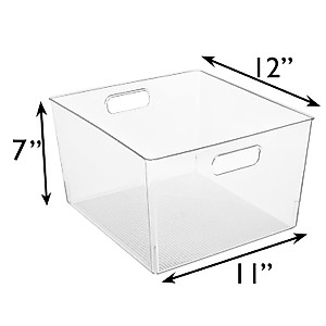 ClearSpace Plastic Storage Bins – XL 4 Pack Perfect Kitchen Organization or Pantry Storage – Fridge Organizer, Pantry Organization and Storage Bins, Cabinet Organizers