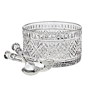 Set of 3 Crystal Clear Salad Bowl Serving Set, Salad Serving Utensils Included Large Serving Dish.