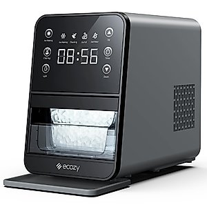 ecozy Nugget Ice Maker Countertop, Intuitive Ergonomic EcoScreen with One-Touch Timer, 33Lbs/24H Pebble Ice Maker Machine, Pull-Out Ice Basket with 3Lbs Storage, Self-Cleaning for Drinks & Cocktails