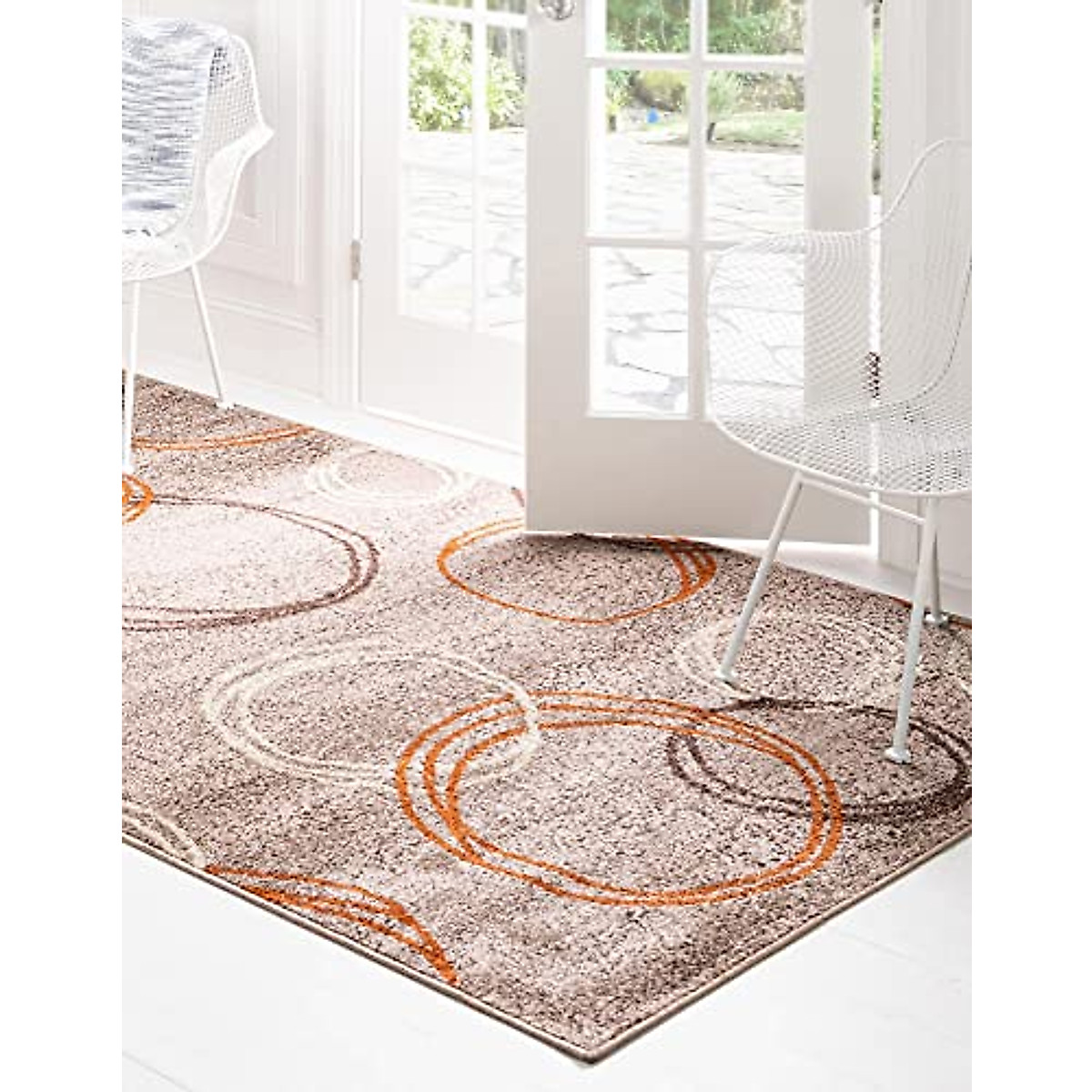 Unique Loom Del Mar Collection Area Rug-Transitional Inspired with Modern Contemporary Design, 6 ft x 6 ft, Light Brown/Beige