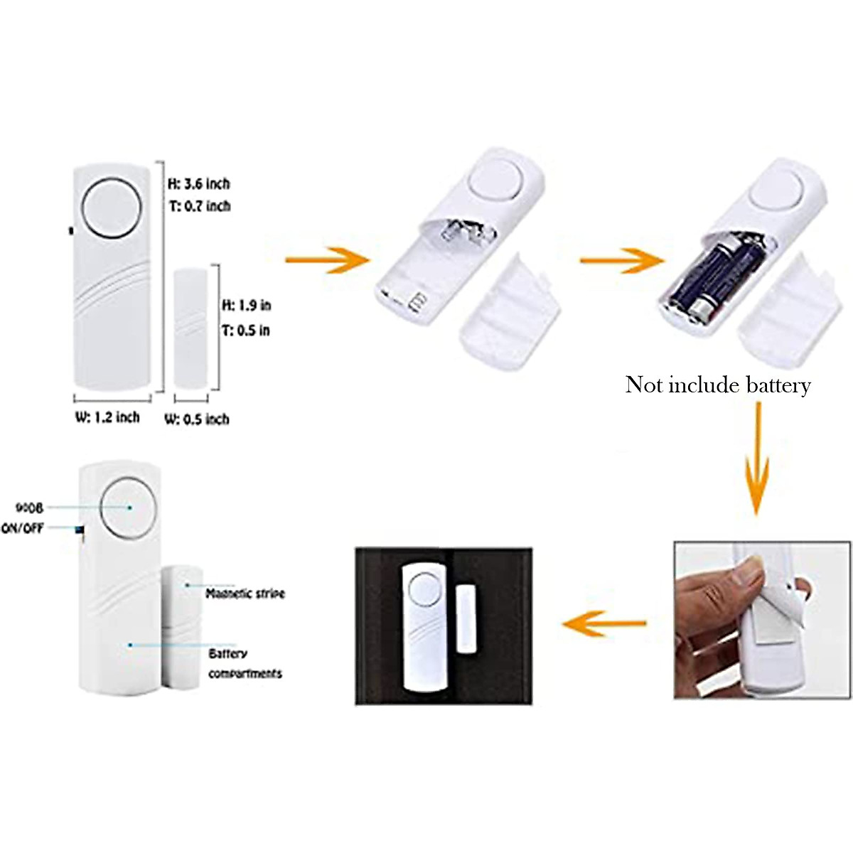 10 Pack Window Alarm Door Magnetic Sensor Alarm for Home Security System, Pool Door Alarm for Kids Safety Toddler Door Open Alarm Sensor