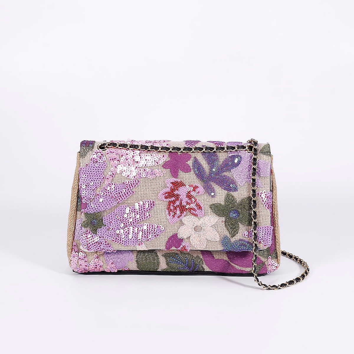 Wabilu Women Girls Summer Straw Bag Sequin Floral Embroidery Straw Clutch Purse Woven Shoulder Handbag For Beach Party Wedding With Random Flower Pattern