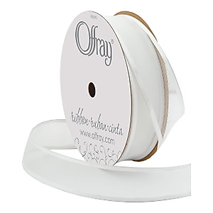 Berwick Offray 244814 7/8" Wide Arabesque Wired Edge Ribbon, 15 Yards, White