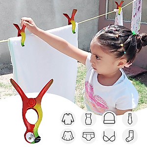 Beach Towel Clips for Chair Jumbo Size Plastic Clothes Pegs for Pool Lounger Secure Clips for Beach Chairs (Parrot-C 2 PCS)