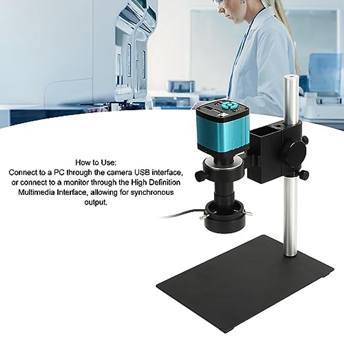 Microscope Camera, 100‑240VAC High Definition Multimedia Interface Digital Industry Camera 130X 2MP for Photo (US Plug)