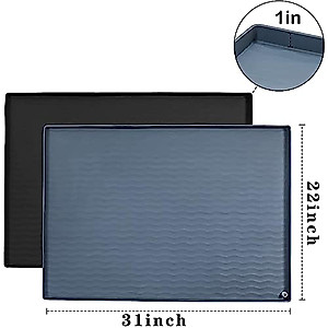 URMONA Under Sink Mat, 31'' x 22'' Under Sink Mats for Kitchen, Waterproof Silicone Under Sink Liner Drip Tray, Sink Cabinet Protector Mats for Kitchen