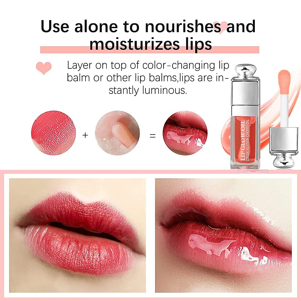GECOMO Moisturizing Lip Oil,No-Sticky Lip Gloss Lip Balm Lip Care,Fruit Flavoured Lip Oil For Dry Lip's Moisturizing Hydrating And Nourishing (007#RASPBERRY) 0.2 OZ