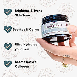 Peak Scents Organic Rose Phyto³ Night Cream with Hyaluronic Acid - Anti-Aging Face Moisturizer for Women - Wrinkle Cream with Rose Water, Vitamin C & E, and Acaí Stem Cells (2 fl. Oz)