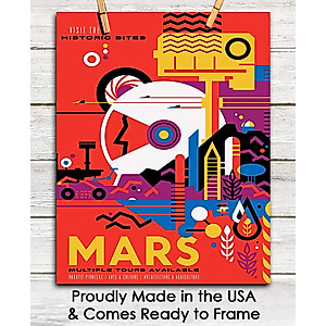 Mars' Space Tourism Astronomy Wall Art: Unique, Boho & Modern Astrology Home Decor for Living Room, Bedroom & Office - Creative Gift Idea for Zodiac, Space, NASA Poster Fans | Unframed Posters 11x14