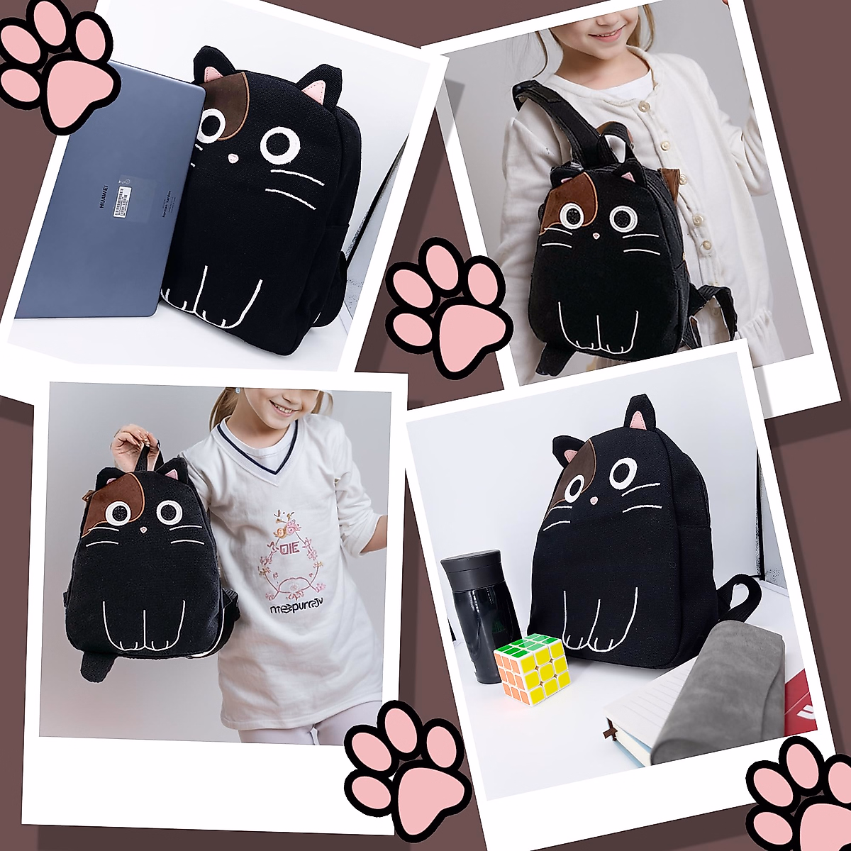 Mewcho Black Cat Backpack for Girls Mini Tiny small Bag Purse Wallet Kawaii Y2k Backpack with Cat Ears for Women Kids Toddler Girls Aged 3 +