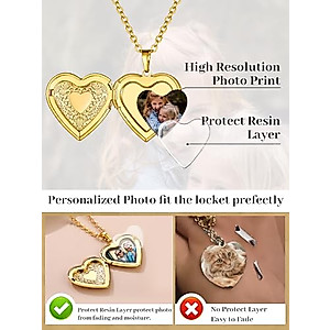 Gold Heart Lockets for Women, 18K Gold Plated Love Locket Necklace That Holds Pictures with 22 Inch Chain for Her Loving Jewelry