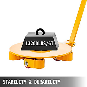 VEVOR Machinery Mover 8800LBS Machine Moving Skates 4T Machinery Skate Roller w/Push Rod and 3 Rollers, Industrial Machinery Dolly 360-degree Rotation, Machinery Mover Dolly for Material Handling