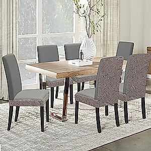 Miaotto Chair Covers for Dining Room Stretch Dining Chair Covers Set of 6 Parsons Chair Slipcover Removable Washable Kitchen Chair Slipcovers for Dining Room Party Banquet,Light Grey Splice