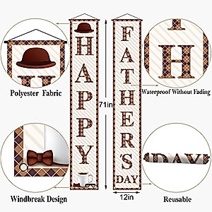 Happy Father's Day Porch Banner I Love Dad Coffee Hat Best Dad Ever Front Door Sign Wall Hanging Banner Party Decoration