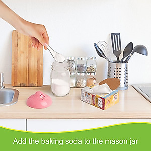 KLOWOAH Fridge Deodorizer Baking Soda Holder Compatible with Regular Mouth Mason Jar Lids,Refrigerator Reusable Mason jar lids (Pack of 4)