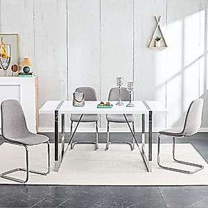 NYEESS 55 in Modern Dining Table Set for 4,5-Piece Kitchen Dining Table Set,Wood Dining Table and Upholstered Side Chairs Set for 4 Suitable for Dining Room,Kitchen