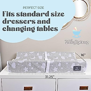 Waterproof Baby Changing Pad | Contoured Non Slip Infant Table Topper Changer Mat with Security Straps for Changing Table | Cozy Breathable Washable Diaper Change Table Pad for Babies by Babylicious