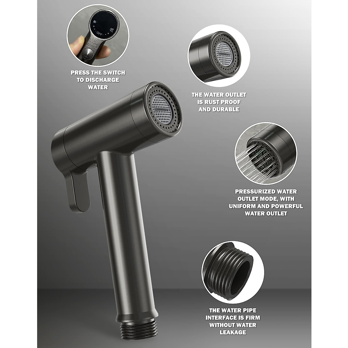 Brass Handheld Bidet Sprayer Head for Toilet and Bath, Durable Brass Handheld Bidet Sprayer for Adjustable Jet Spray in Toilet Bathroom