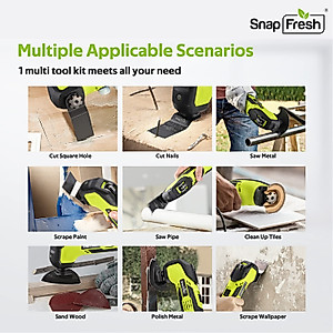 Cordless Oscillating Tool, SnapFresh 20V Battery-Powered Oscillating Multi-Tool with 6 Variable Speed Control and 22pcs Accessories for Trimming,Cutting, and Removing, Battery and Charger included