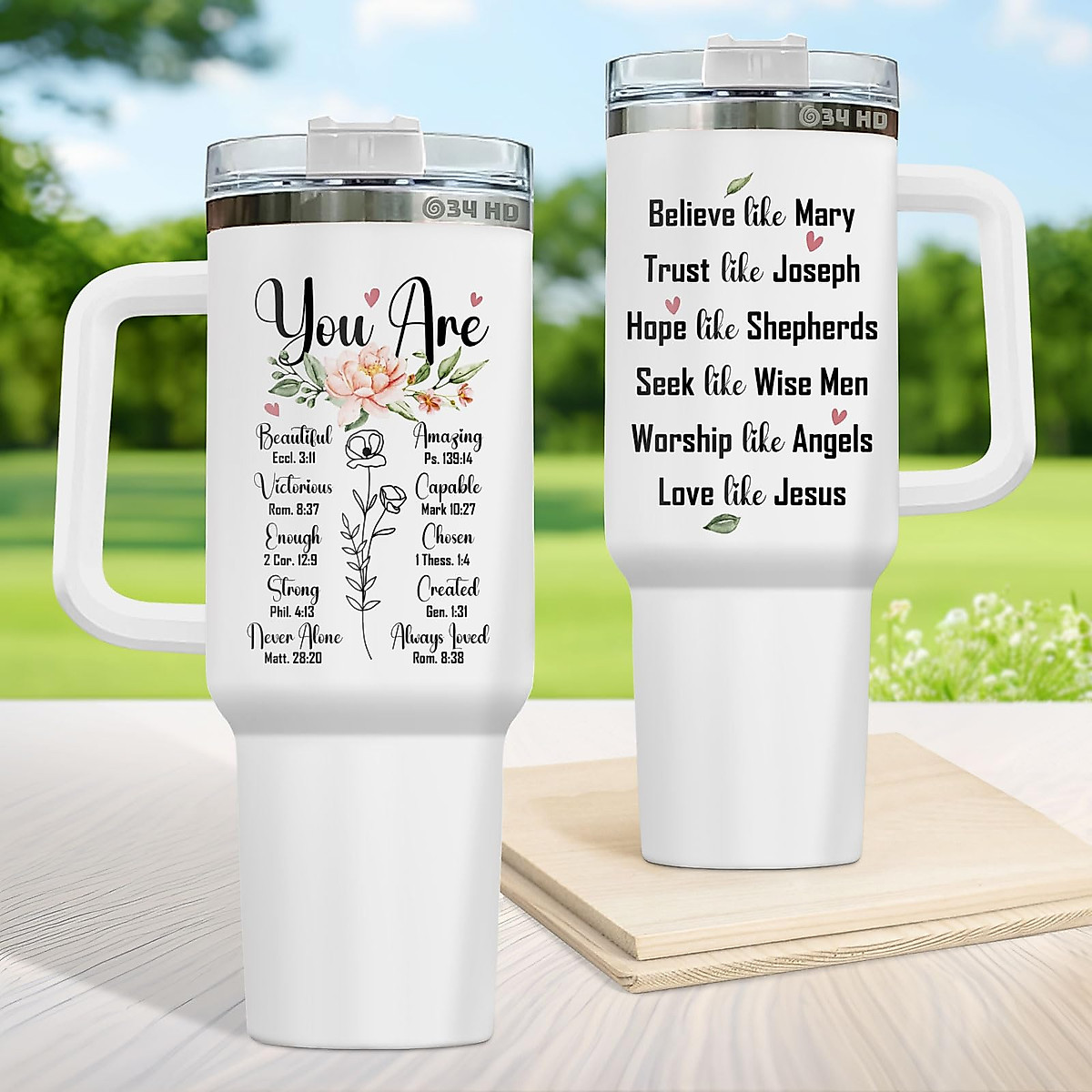 34HD Inspirational Religious Gifts for Women, Christian Tumbler with Handle and Straw, 40oz God Say You Are Cup, Birthday Mothers Day Gifts for Mom Grandma Sister Aunt Friend
