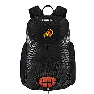 Point 3 Phoenix Suns Road Trip 2.0 Backpack Basketball Backpack with Drawstrong Closure | Ventilated Mesh Shoe Pocket Compartment | Black