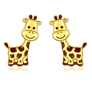 925 Sterling Silver Animals Earrings Hypoallergenic Stud Earrings Cute Animal Jewelry Unique Gifts for Women (Giraffe Stud)