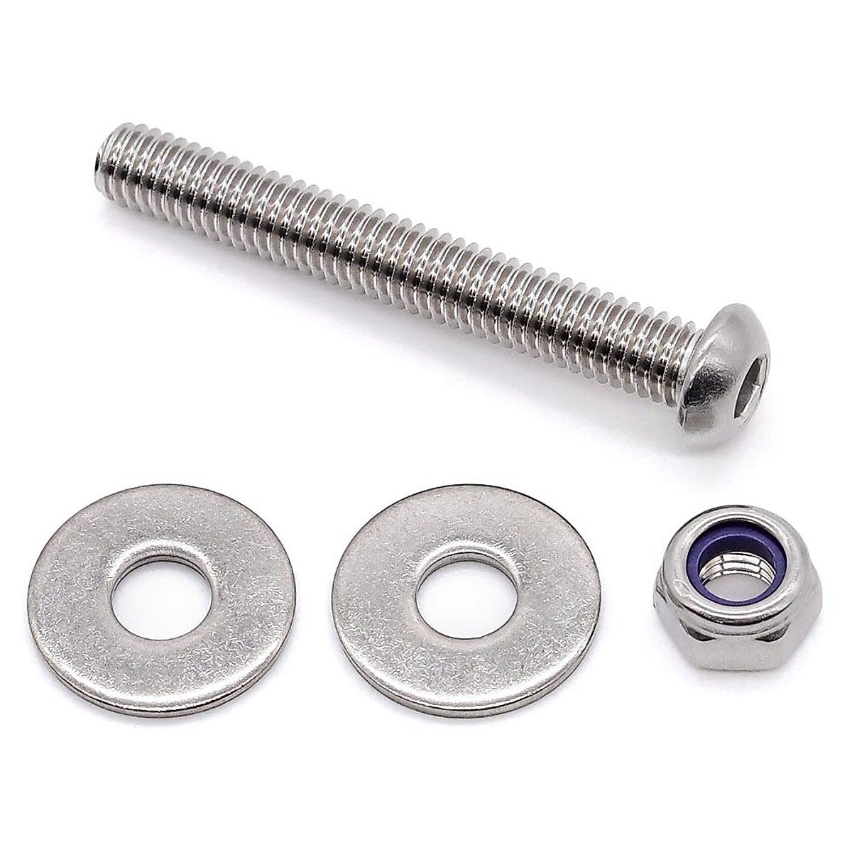 Glvaner M10-1.5 x 35mm (8 Sets) Button Head Socket Cap Screws with M10-1.5 Hex Locknuts and Large Flat Washers Assortment Tool Set