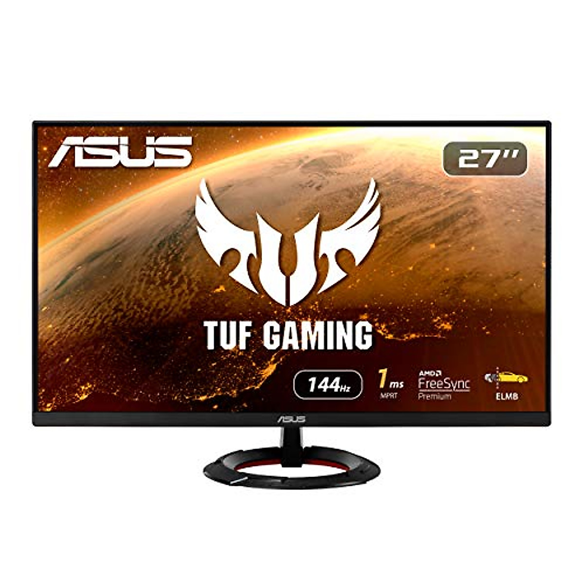 ASUS TUF Gaming 27” 1080P Monitor (VG279Q1R) - Full HD, IPS, 144Hz, 1ms, Extreme Low Motion Blur, Speaker, FreeSync Premium, Shadow Boost, VESA Mountable, DisplayPort, HDMI, Tilt Adjustable,Black