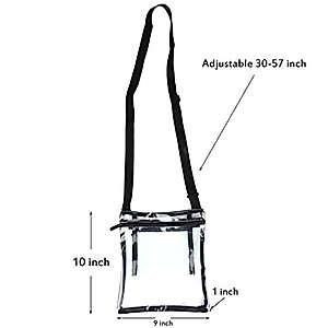 Youngever Clear Cross-Body Purse, Stadium Approved Clear Vinyl Bag, Adjustable Cross-Body Strap, Extra Inside Pocket (Pack of 2)