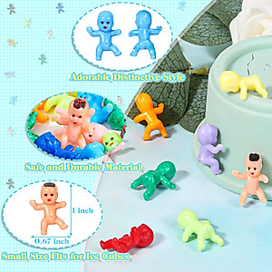 Selizo 120pcs Mini Plastic Babies, Tiny Plastic Baby Figurines Small King Cake Babies Bulk for Ice Cube My Water Broke Baby Shower Games (12 Colors)
