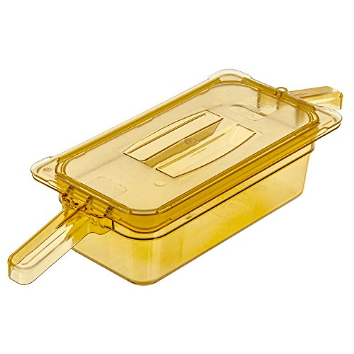 Carlisle FoodService Products Storplus 1/3 Size High Heat Food Pan Lid with Molded Handle for Catering, Buffets, Restaurants, High Heat Plastic, Amber