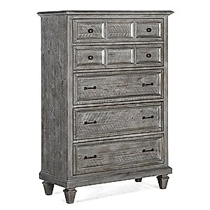 BOWERY HILL Modern Wood 5 Drawer Chest in Dovetail Gray Finish