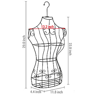 MyGift Black Metal Hanging Full Body Torso Mannequin for Sewing Dress Form and Boutique Display
