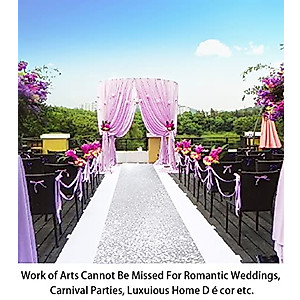 Aisle Runners for Weddings Aisle Runner Sequin Aisle Runner 4FTx15FT Aisle Runner for Wedding Ceremony Runner Rug for Hallway Carpet Runner for Grass Outdoor Indoor Party (4ftx15ft, Silver)