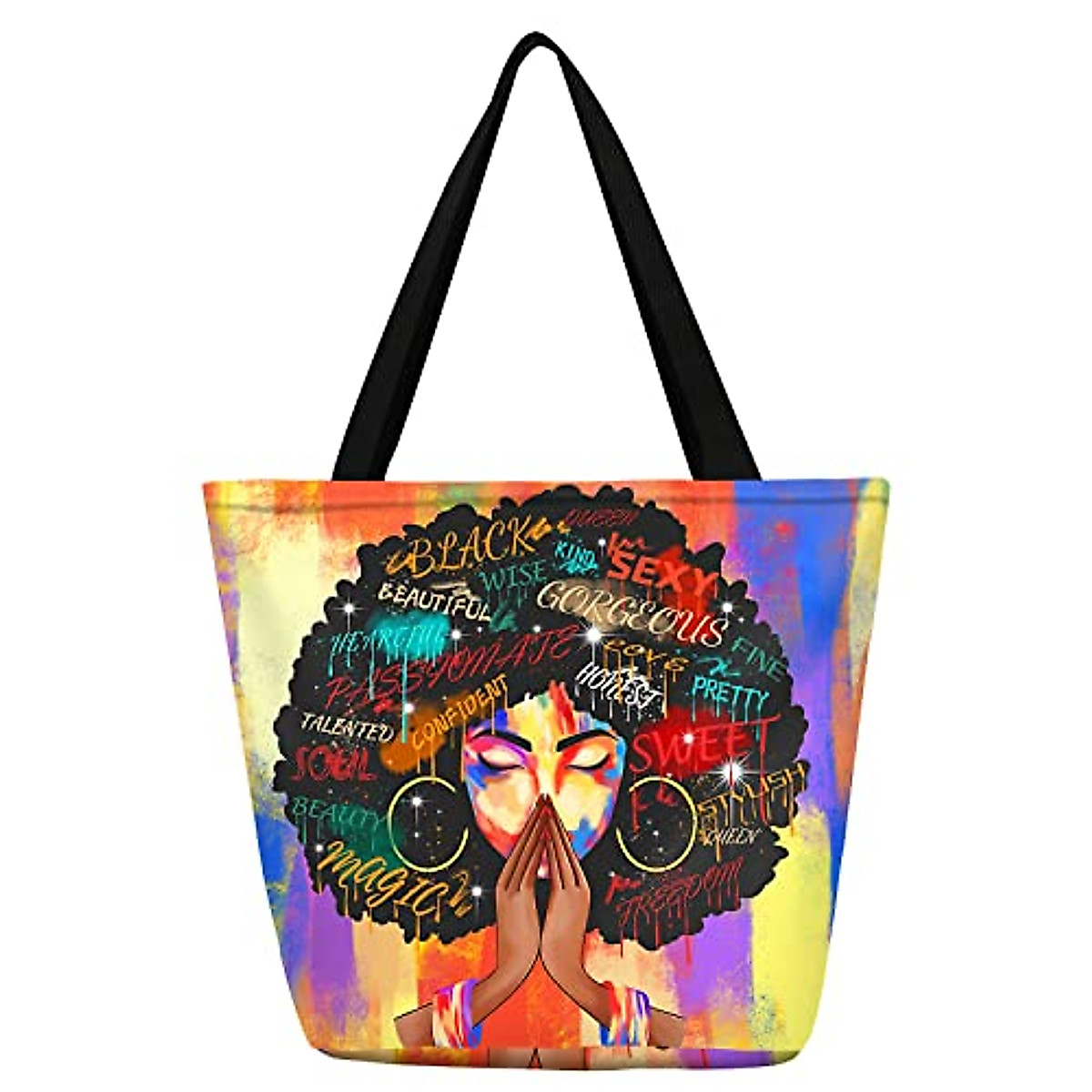 LMSM Tote Bag For Women Black Girl Handbags Shoulder Bags, Top Handle Satchel Bags For Work Travel Shopping With Zipper