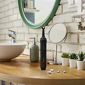 Akizbeir Electric Tooth Polisher, with 5 Replacement Heads, 2000mAh-Charging Model, Household Dental Tartar Calculus Remover Teeth Whitening Cleaning Kit for People and Pet Dog（Black）