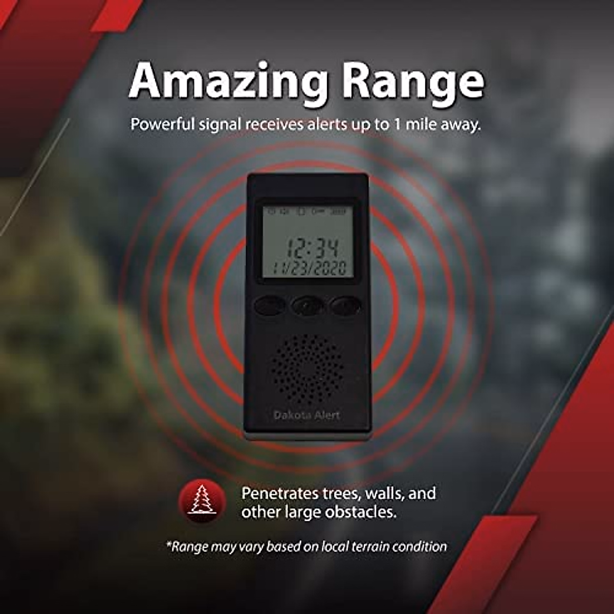 Wireless Driveway Alarm Portable Receiver PR-4000 - Compatible with Dakota Alert 4000 Transmitters | Battery-Powered Monitor Comes with USB Charger & Belt Clip, Driveway Alarms Wireless