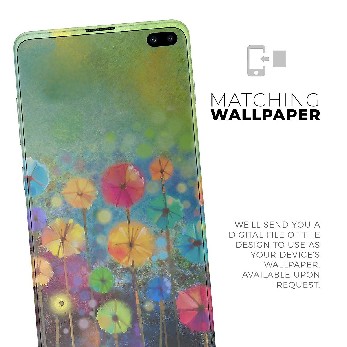DesignSkinz Abstract Flower Meadow Protective Vinyl Decal Wrap Skin Cover Compatible with The Samsung Galaxy S20 (Screen Trim & Back Glass Skin)