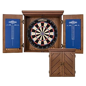 American Legend Charleston Solid Wood Bristle Dartboard Cabinet Set - Includes 18” dartboard and 6 steel tip darts