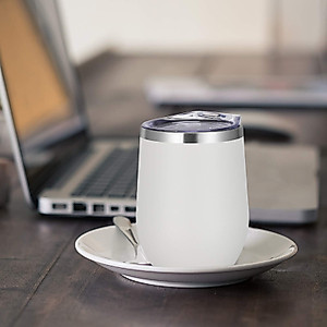 VEGOND Wine Tumblers Bulk 6 Pack, 12oz Stainless Steel Stemless Wine Glass with Lids and Straws, Double Wall Vacuum Insulated Tumbler Cup, Coffee Mug for Cold Hot Drinks