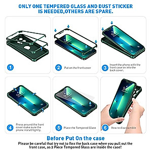 ORETECH for iPhone 13 Pro Case,with [2 x Tempered Glass Screen Protector] 360 ° Full Body Shockproof Protective Phone Case for iPhone 13 Pro 6.1 inch - Classic Green