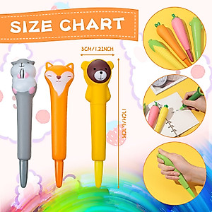 24 Pcs Cute Kawaii Pen Accessories For Girl Animal Fruit Shaped Stress Relief Supplies Gel Ink Pens with Replacement Refills for Kids Students School Office