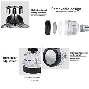 Askfairy Universal Splash Filter Faucet 360° Rotating Splash-Proof Rotating Faucet Nozzle, Pressurized Shower Water Saving Three Modes