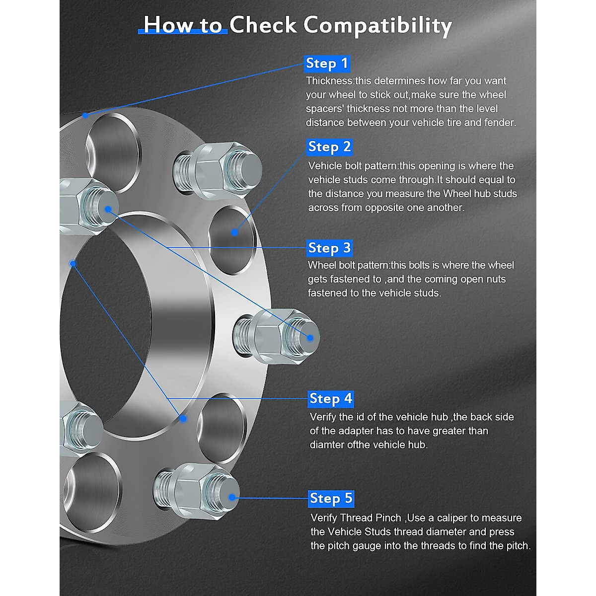 ECCPP 4X 5x135 Wheel Spacers 5 Lug 1.5" 5x135mm to 5x135mm for Ford Expedition for Ford F150 for Navigator Wheel Spacer with 14x2 Studs
