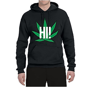 Wild Bobby Hi Funny Marijuana Pot Leaf Weed Unisex Graphic Hoodie Sweatshirt, Black, X-Large