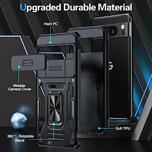 ANTSHARE for Google Pixel 8 Pro Case, [16 FT Military Grade Drop Protection], Slide Cover [Camera Protection] Heavy Duty Shockproof Phone Case for Pixel 8 Pro,Black