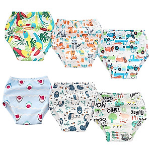 Potty Training Underwear for Boys and Girls,Plastic Waterproof Pants for Baby at Night-6 Pack