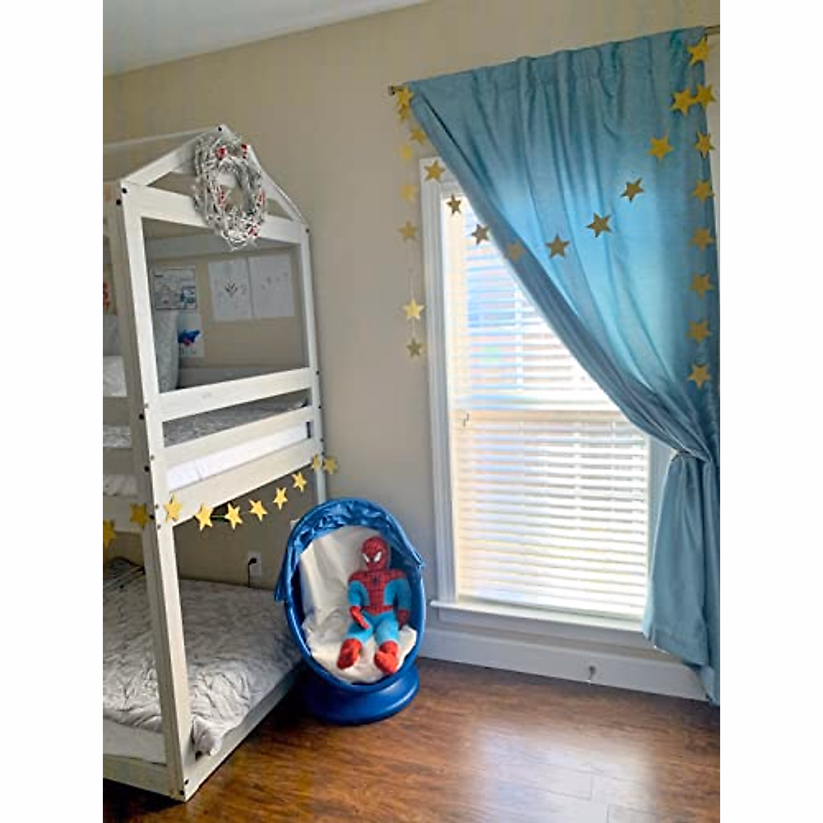 Honbay 2PCS Double Side Glitter Paper Star Garland Christmas Galaxy Banner Christmas Garland - 4 inch in Diameter,13 Feet Long / PCS (Gold)